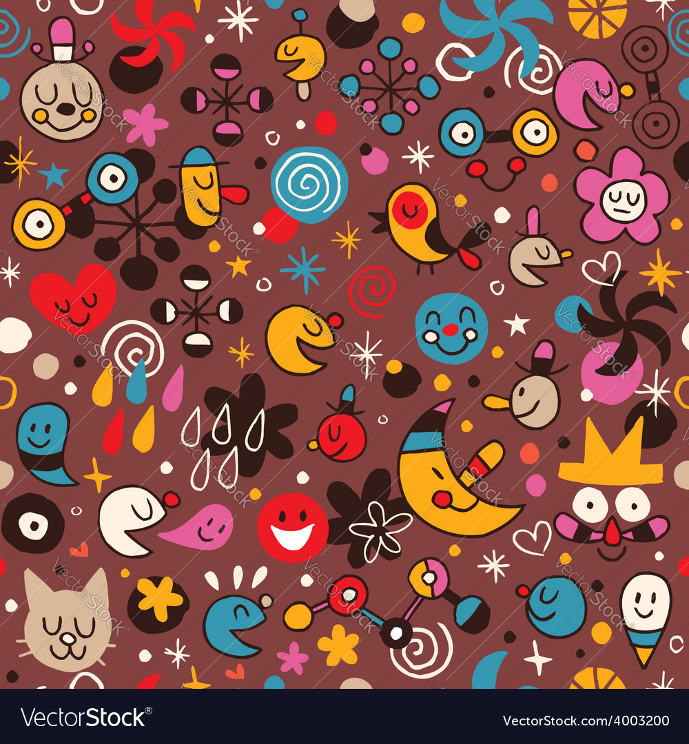 Fun cartoon pattern 7 Royalty Free Vector Image