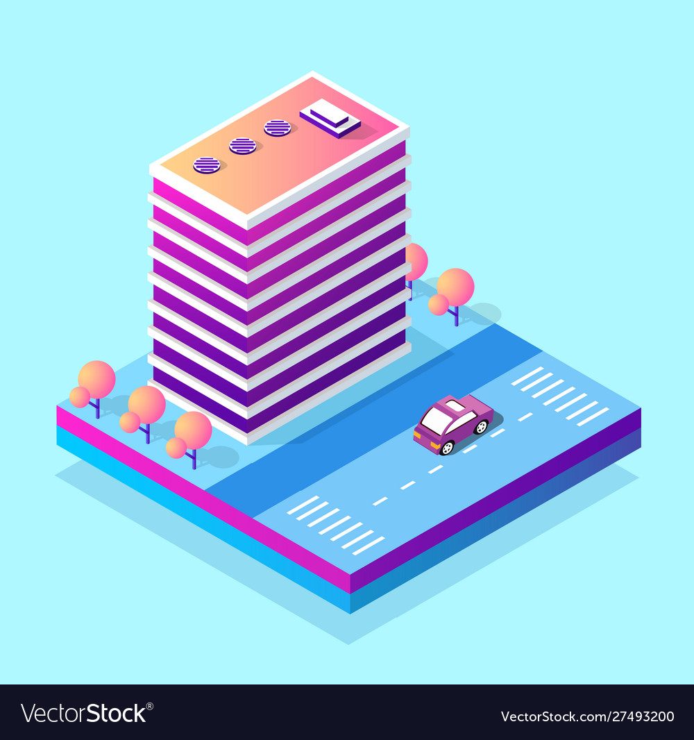 Isometric 3d module block district part Royalty Free Vector