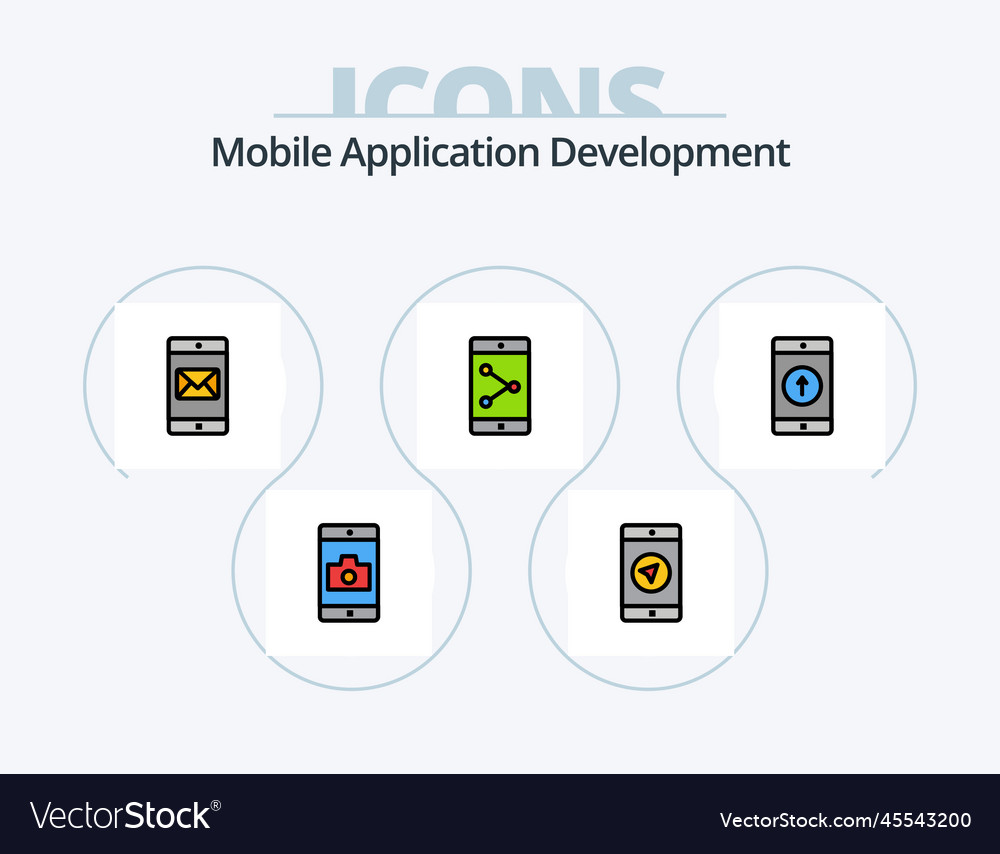 Mobile application development line filled icon Vector Image