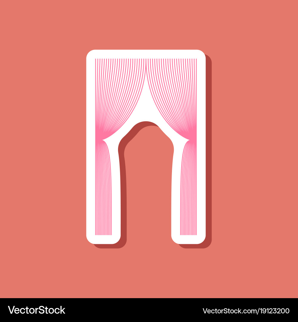 Paper sticker on stylish background curtains Vector Image