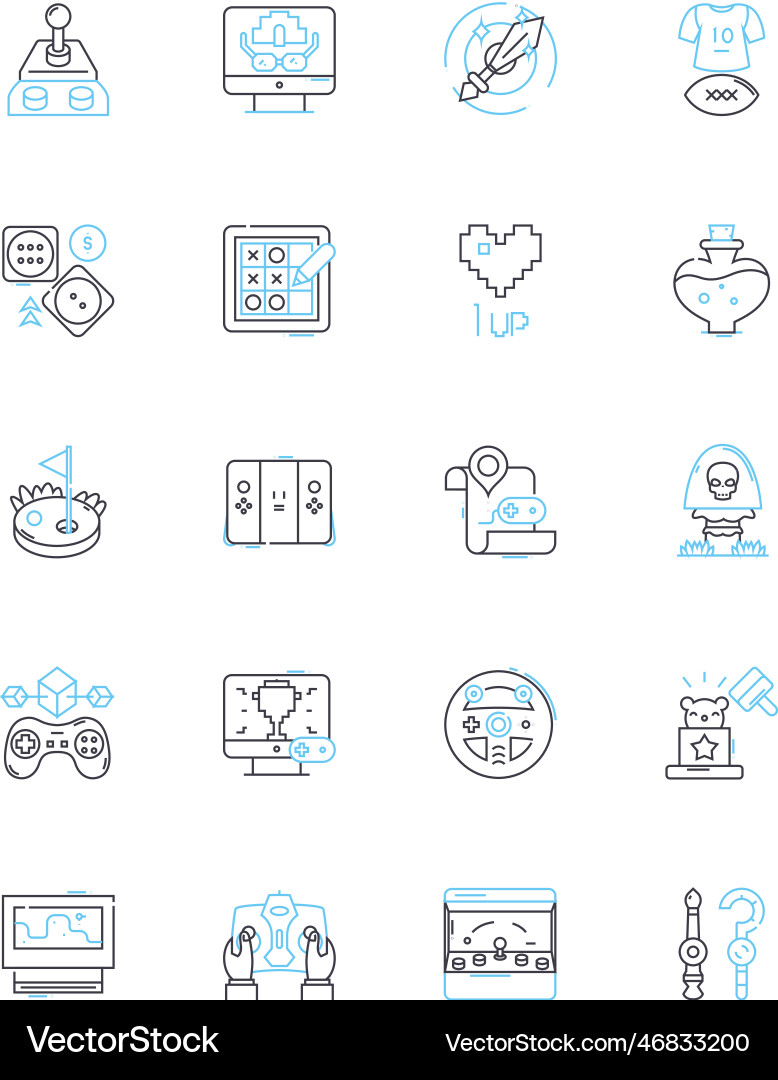 Pleasure linear icons set delight joy bliss Vector Image