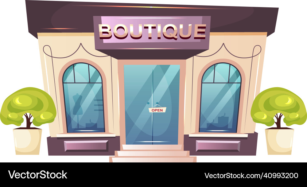 Premium boutique front cartoon modern shopfront Vector Image