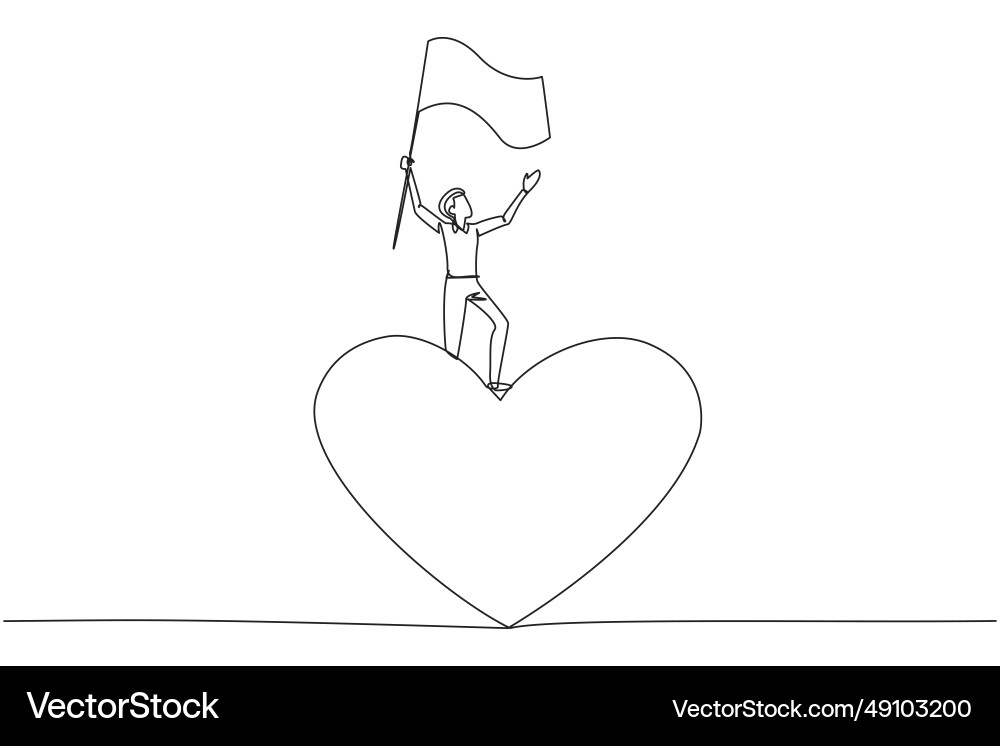 Single one line drawing of young successful Vector Image