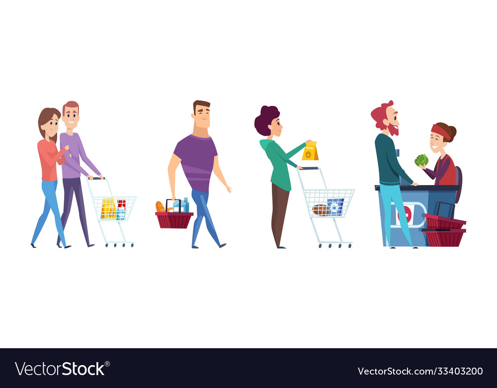 Supermarket queue grocery store waiting line Vector Image Supermarket queue grocery store waiting line Vector Image