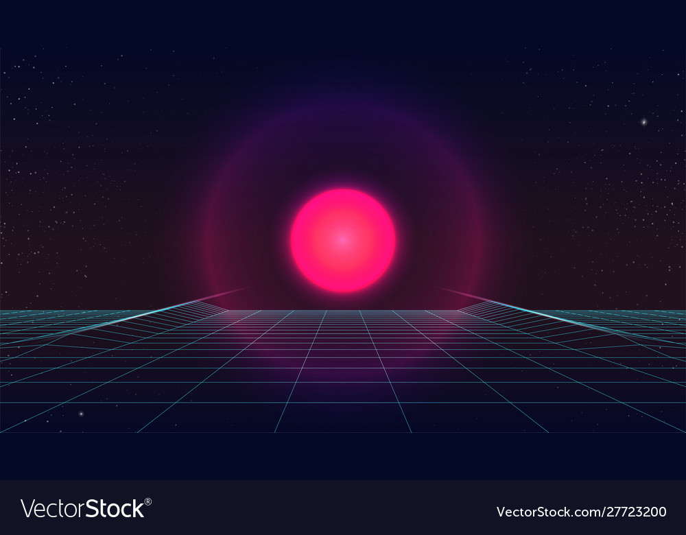 Synthwave sunset background futuristic pink sun Vector Image Synthwave sunset background futuristic pink sun Vector Image