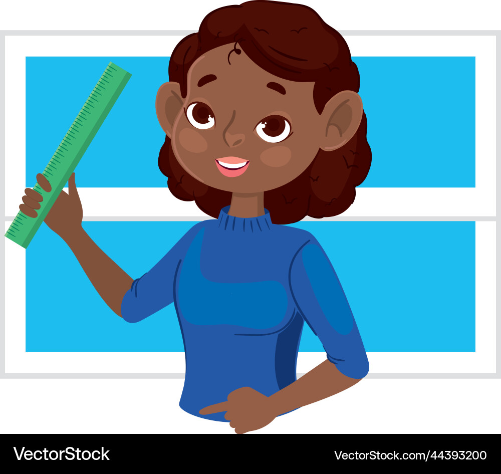 Teacher woman with ruler Royalty Free Vector Image