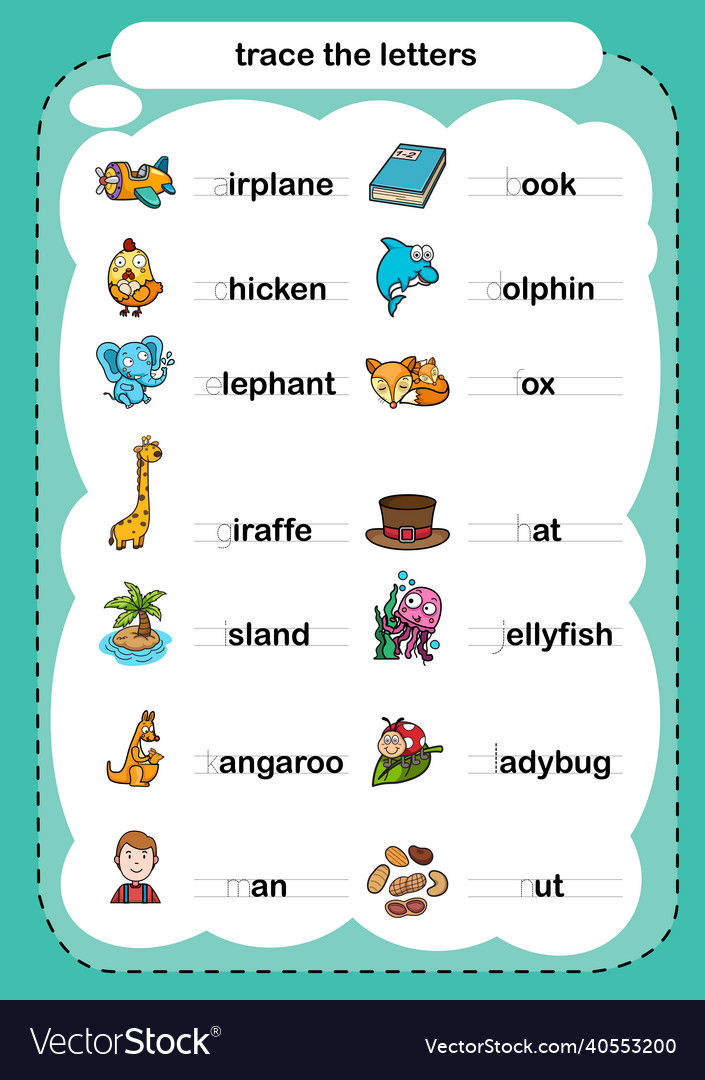 Trace the letters exercise Royalty Free Vector Image