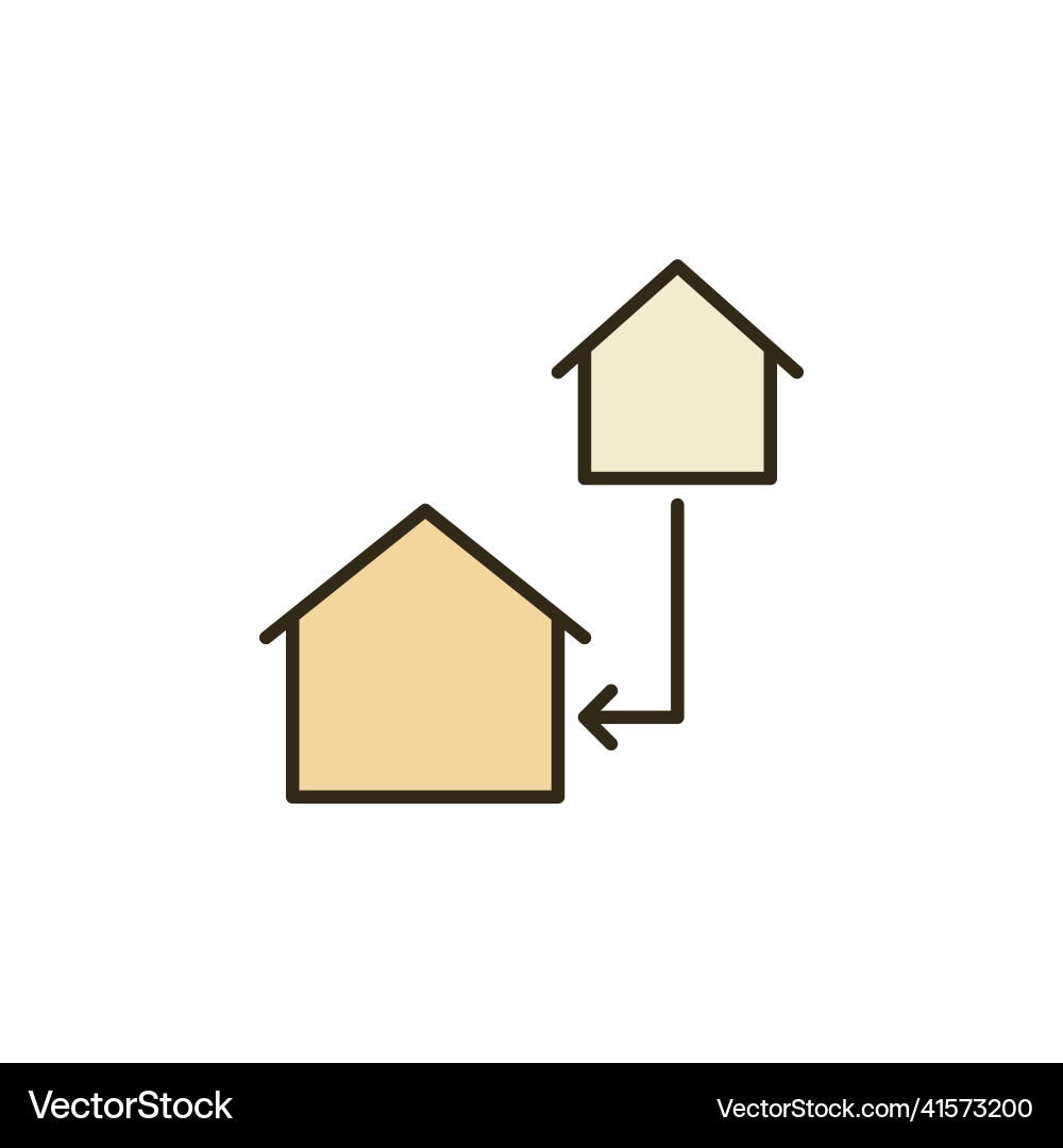 Two houses with arrow exchange colored icon Vector Image