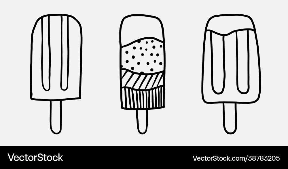 Collection freehand drawing popsicle ice cream Vector Image