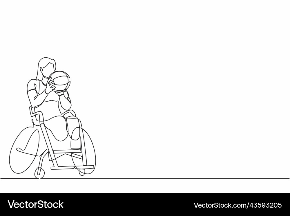 Continuous one line drawing athlete in wheelchair Vector Image