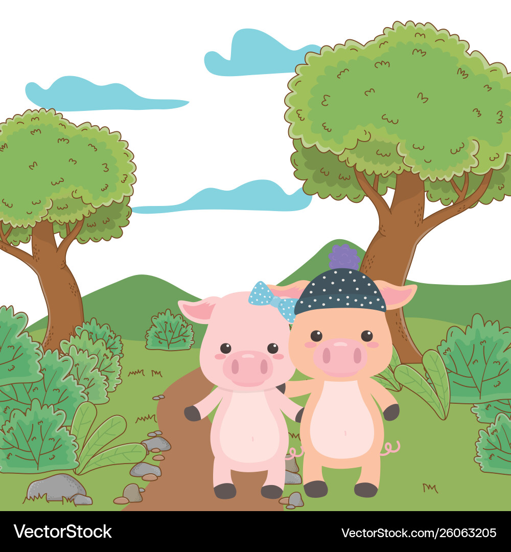 Couple pigs cartoons design Royalty Free Vector Image