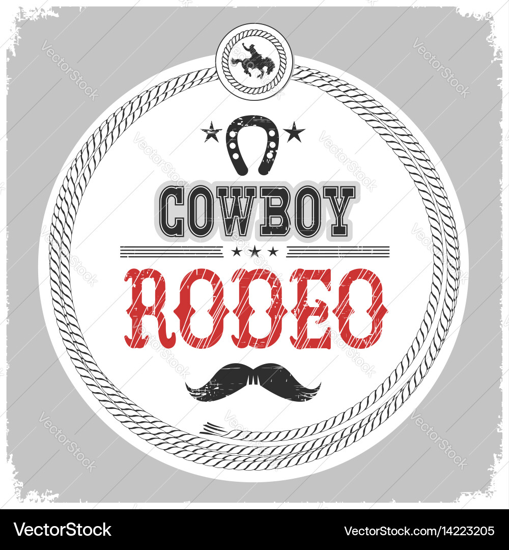 Cowboy rodeo label with decoration Royalty Free Vector Image
