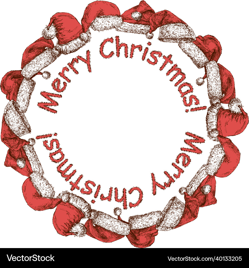 Decorative round christmas border from sketches Vector Image