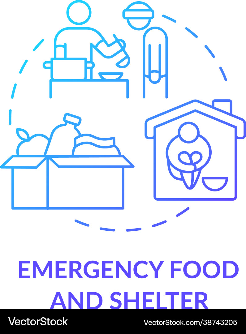 Emergency food and shelter program concept icon Vector Image