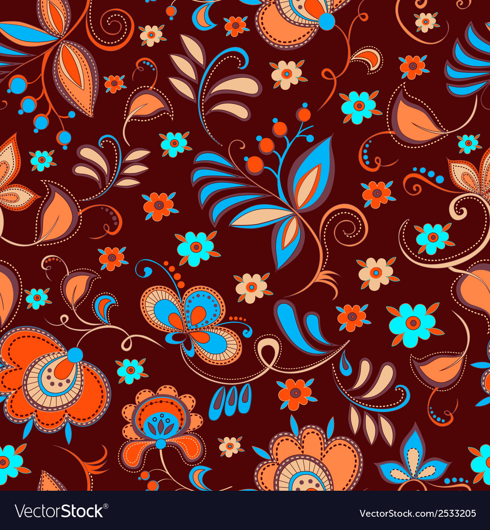 Floral theme seamless pattern Royalty Free Vector Image