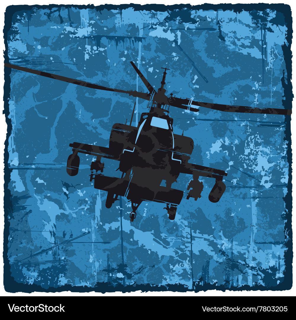 Grunge texture vintage background with helicopter Vector Image