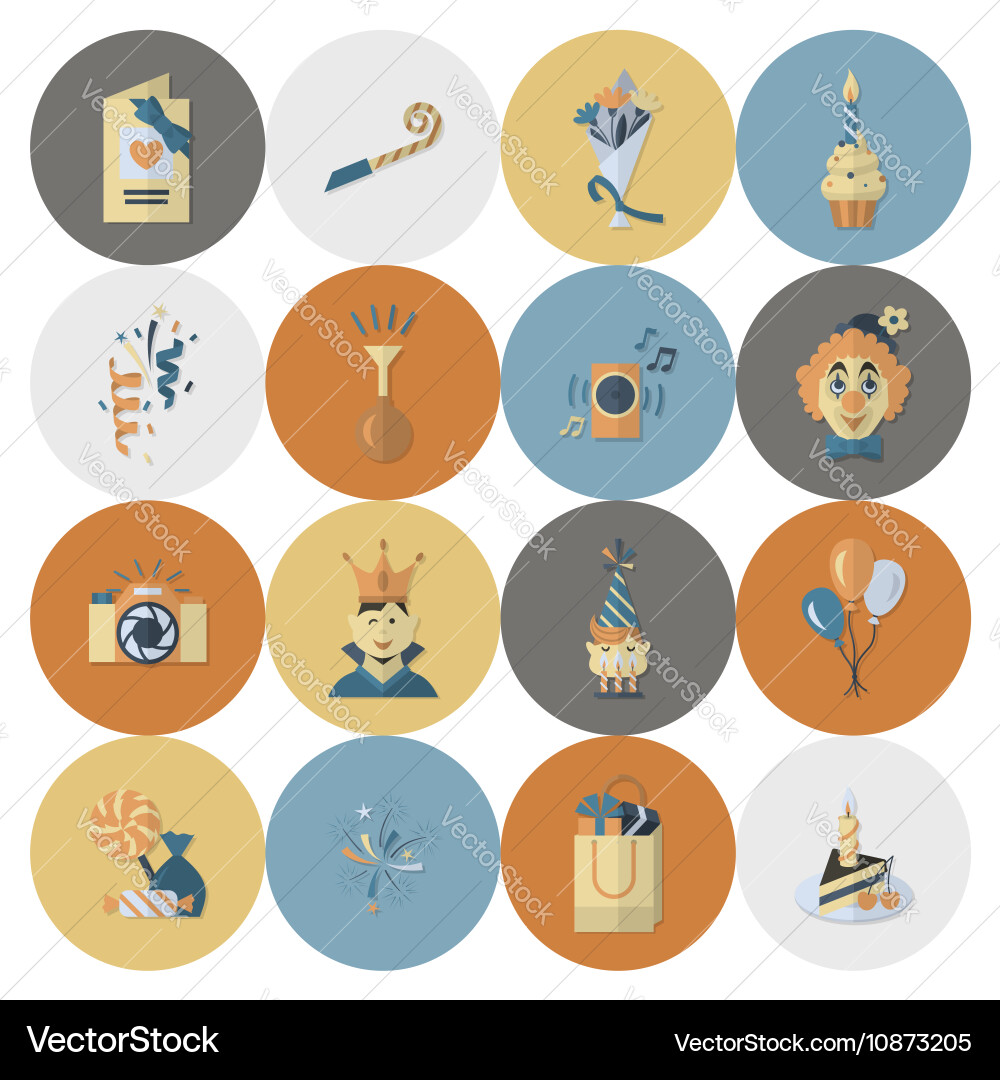 Happy birthday icons set Royalty Free Vector Image