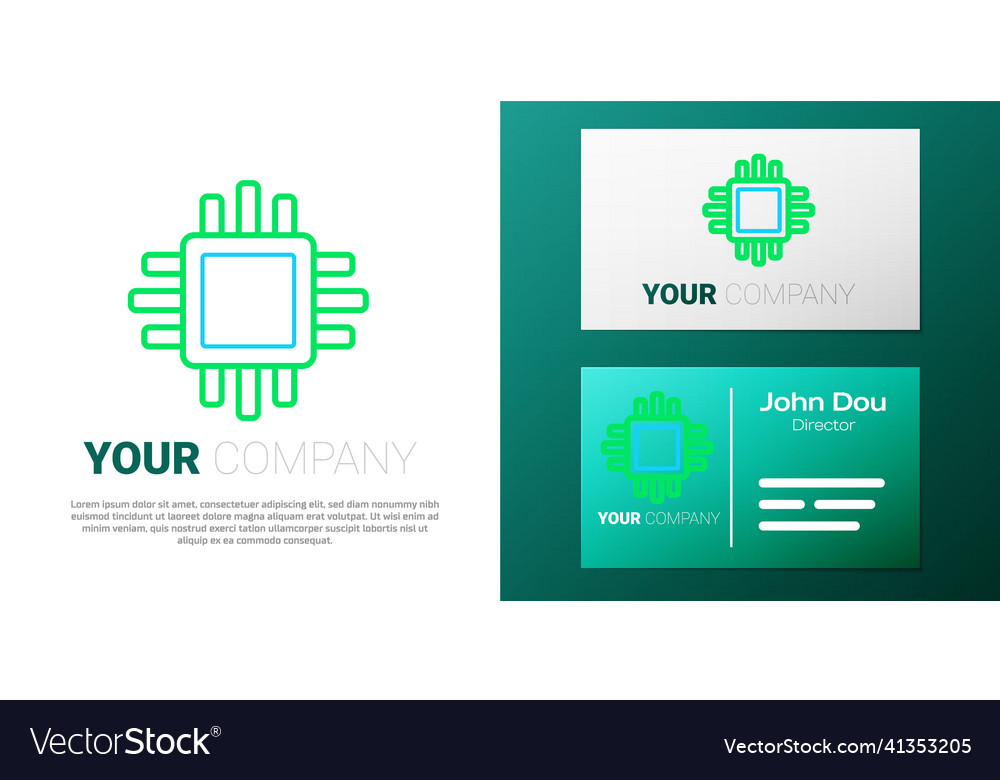 Line computer processor with microcircuits cpu Vector Image