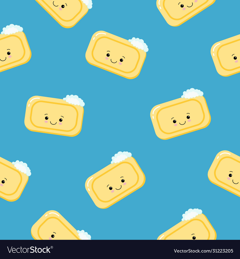 Seamless pattern pieces solid yellow soap cute Vector Image