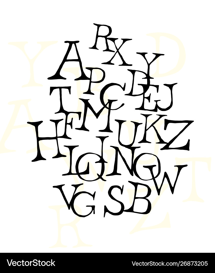 Set letters english font alphabet Royalty Free Vector Image