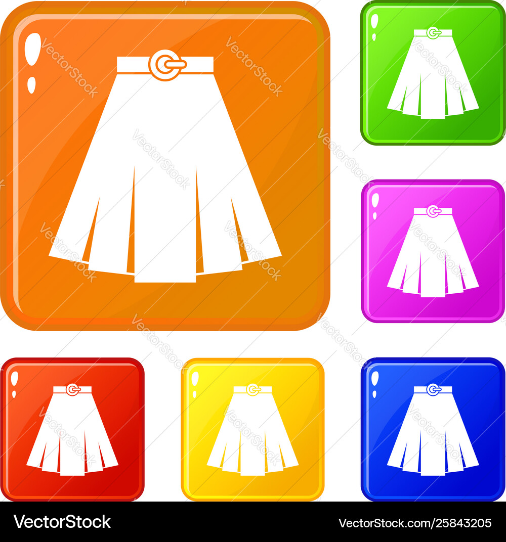 Skirt icons set color Royalty Free Vector Image