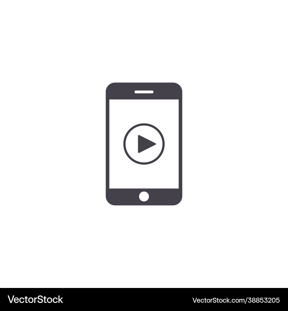 Smart phone with player sign video icon on white Vector Image