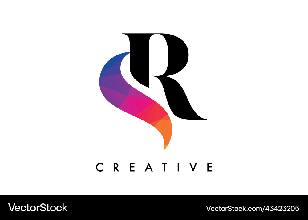 Sr letter design with creative cut and colorful Vector Image