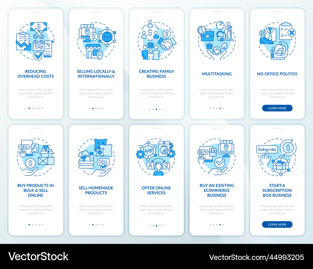 Successful home business blue onboarding mobile Vector Image