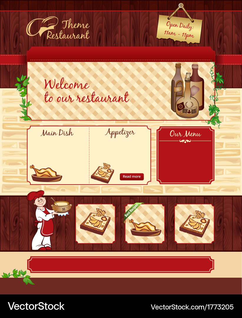 Web template for retro restaurant Royalty Free Vector Image