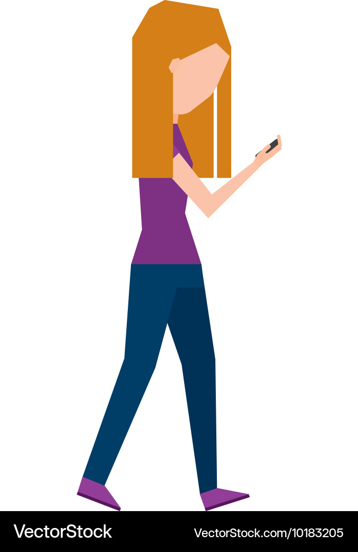 Woman female young using smartphone icon Vector Image