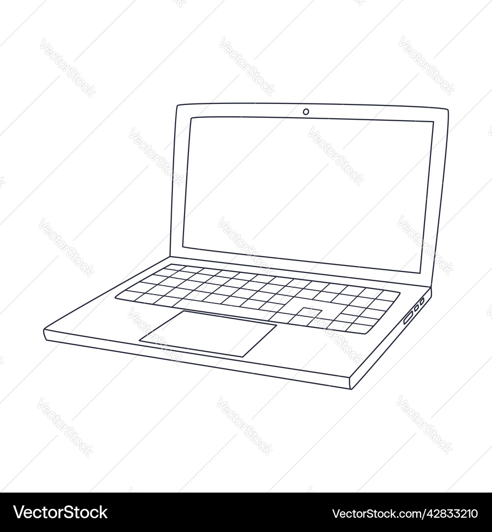 An open laptop with a blank screen a electronic Vector Image