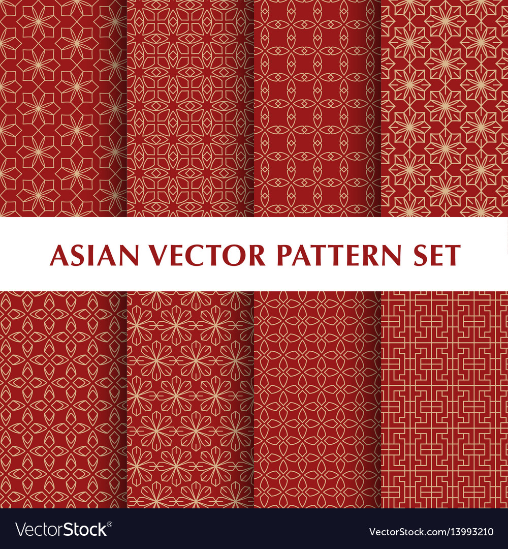Asian abstract pattern pack Royalty Free Vector Image