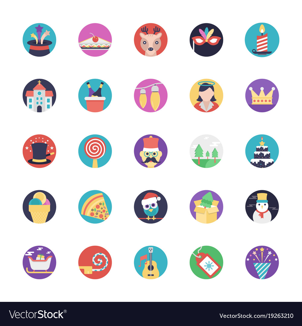 Collection of christmas flat icons Royalty Free Vector Image
