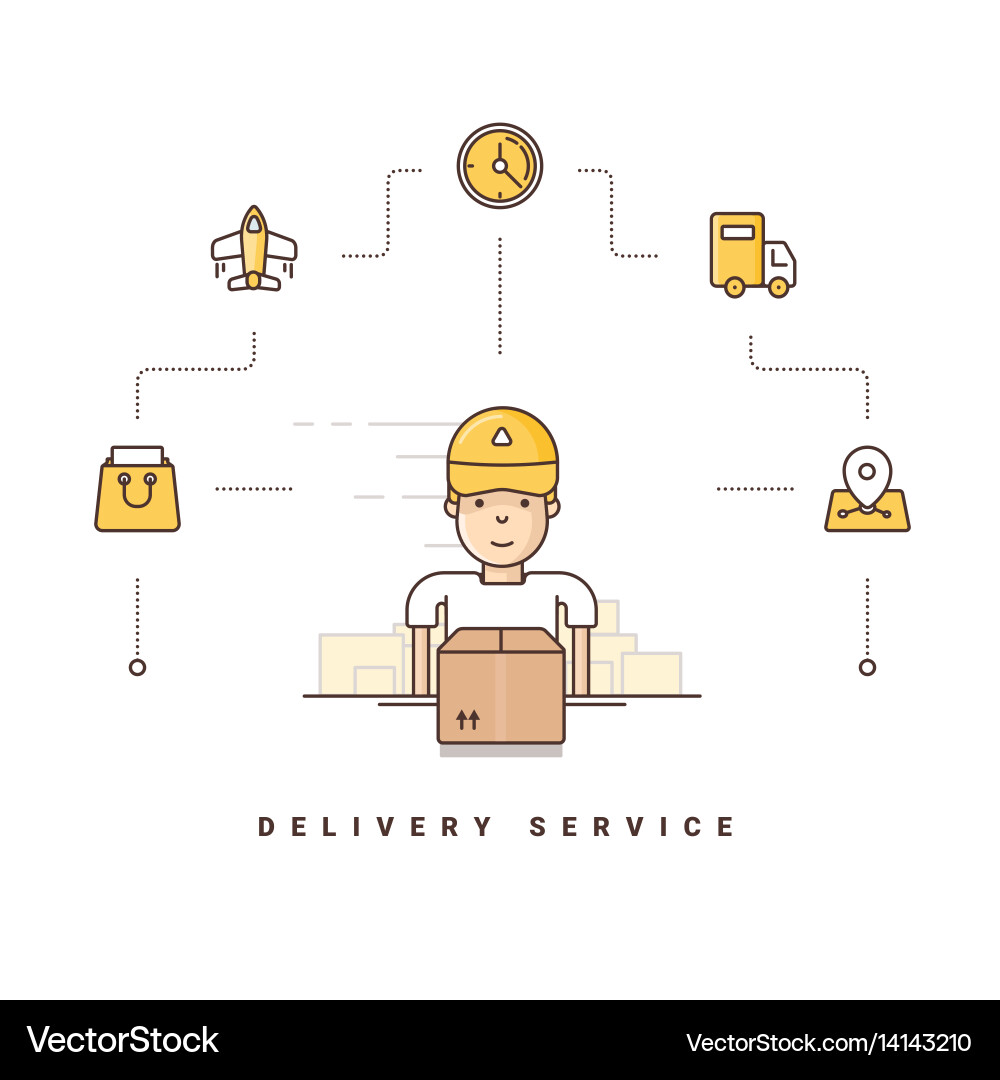 Delivery service cartoon character packing boxes Vector Image