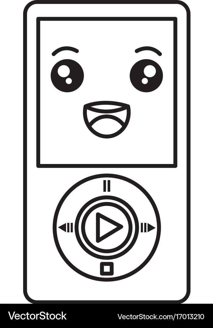 Digital music player kawaii character Royalty Free Vector