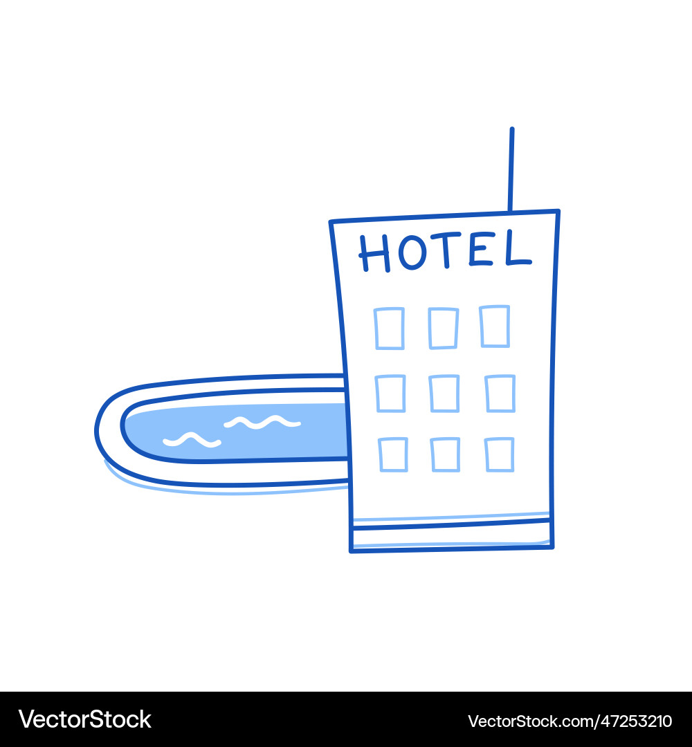 Hotel building doodle hand drawn sketch Royalty Free Vector