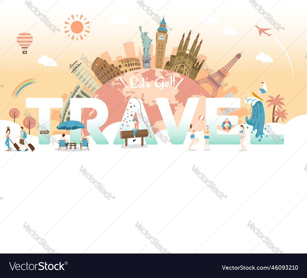 Lets go travel banner Royalty Free Vector Image