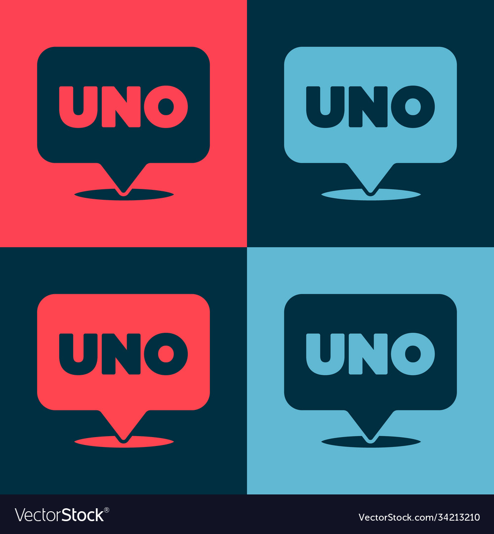 Pop art uno card game icon isolated on color Vector Image