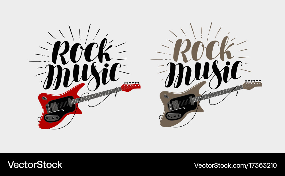 Rock music lettering guitar musical string Vector Image