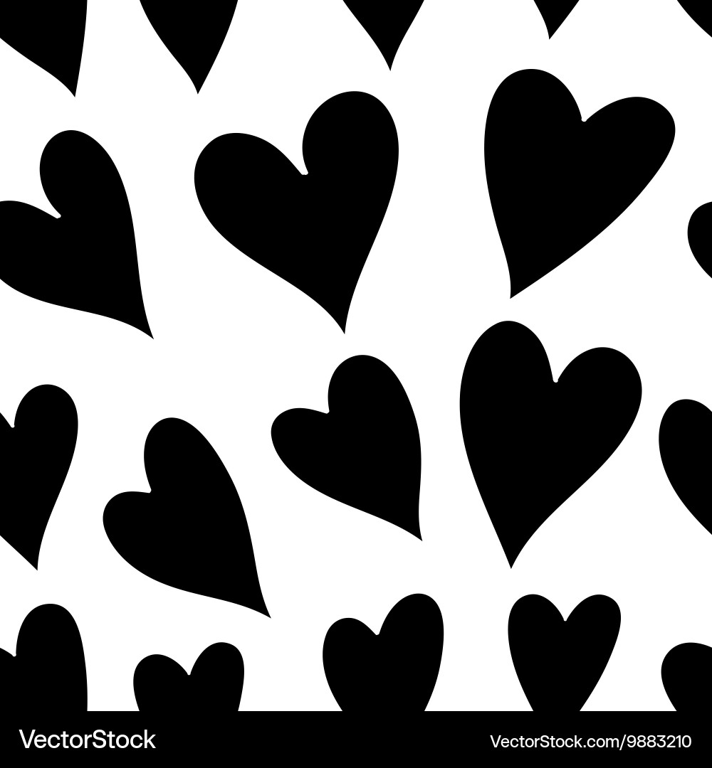 Seamless monochrome pattern with hearts Royalty Free Vector