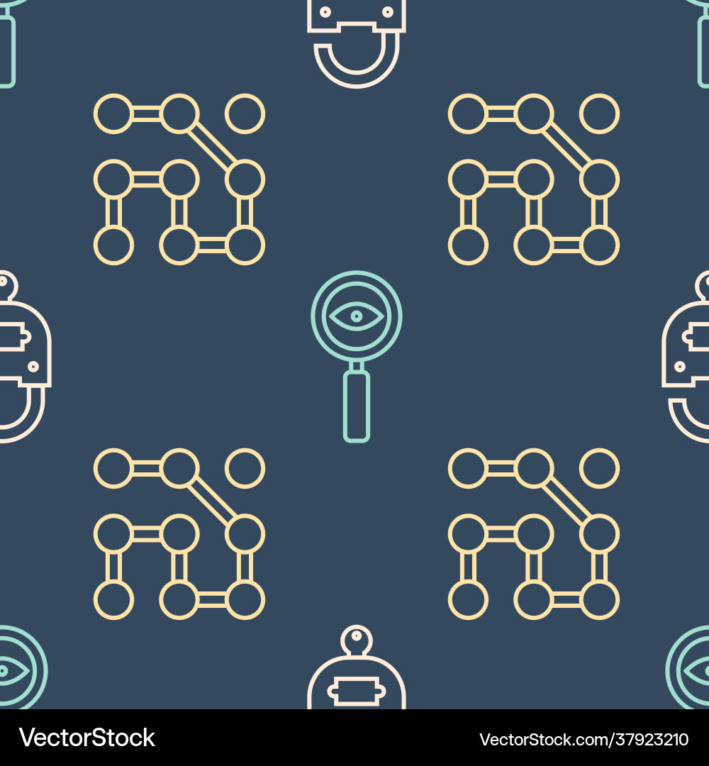 Set line lock and key graphic password protection Vector Image