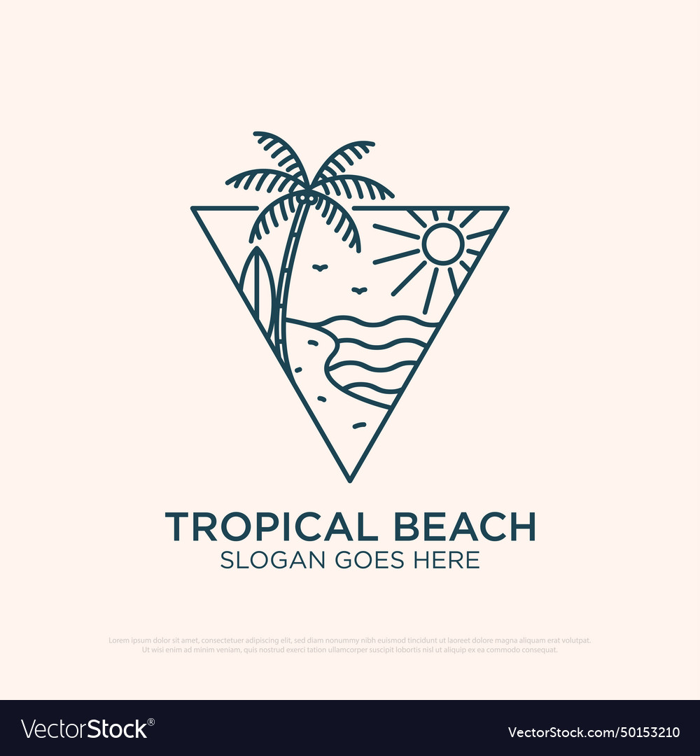 Summer palm tree logo line art simple minimalist Vector Image Summer palm tree logo line art simple minimalist Vector Image