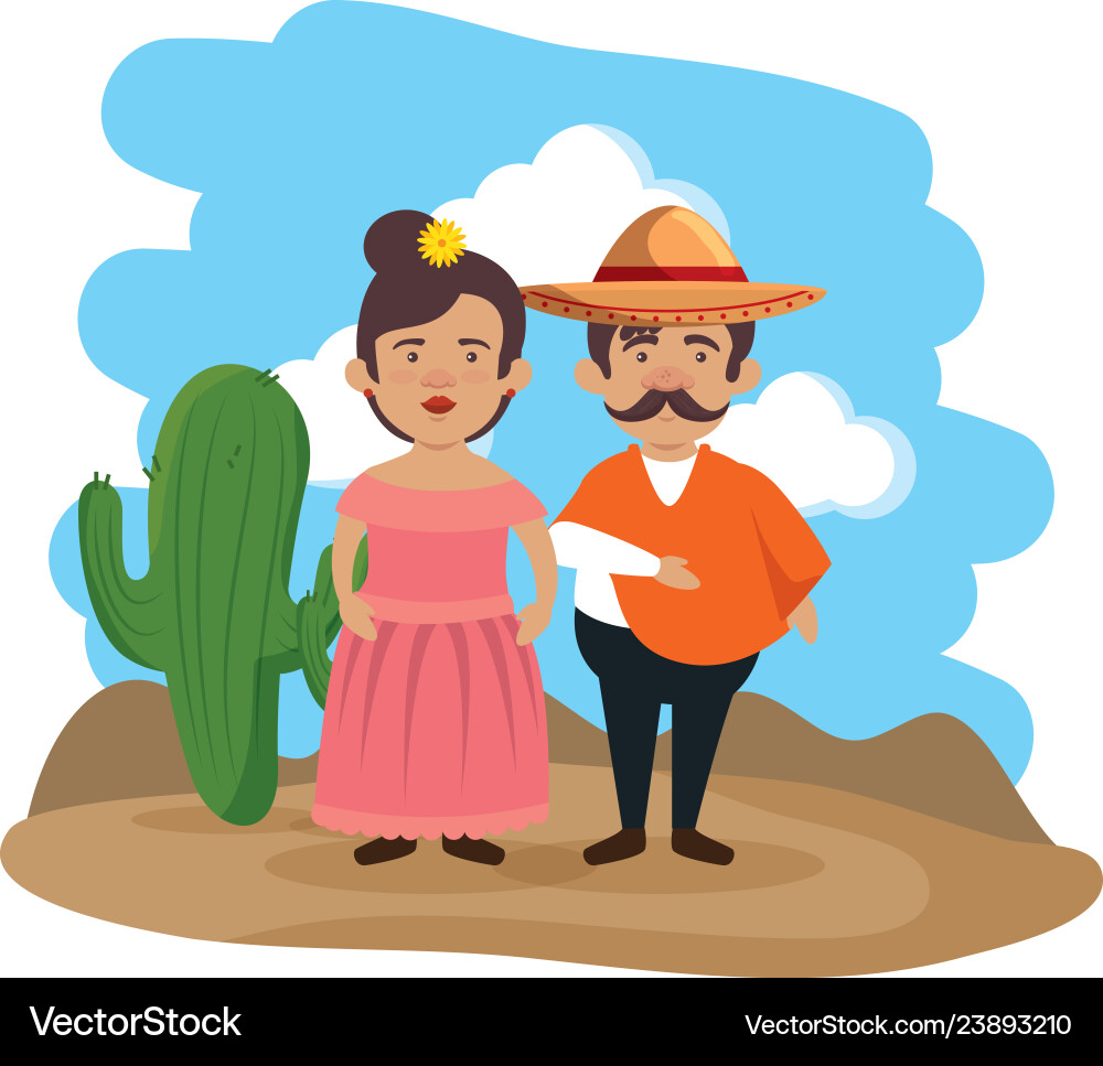 Traditional mexican couple characters Royalty Free Vector