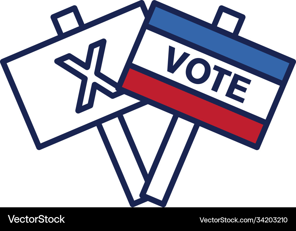 Vote banners line and fill style icon Royalty Free Vector