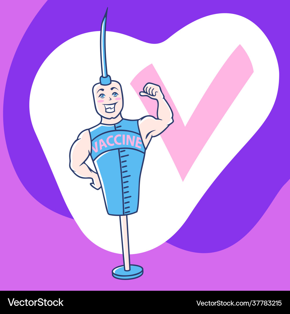 Drawn character man in form an injection Vector Image