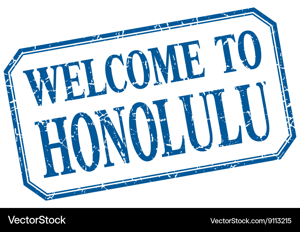 Honolulu - welcome blue vintage isolated label Vector Image