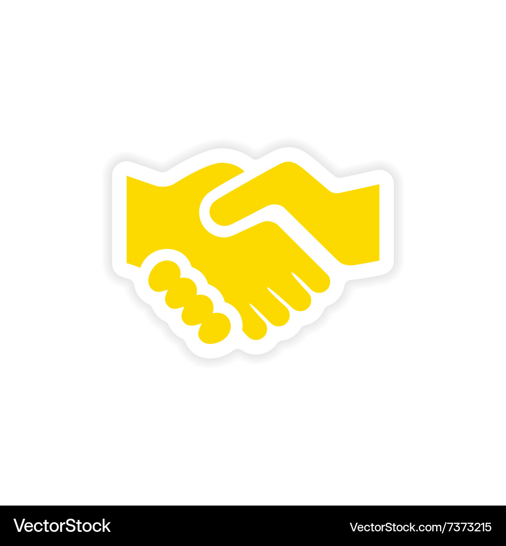 Icon sticker realistic design on paper handshake Vector Image