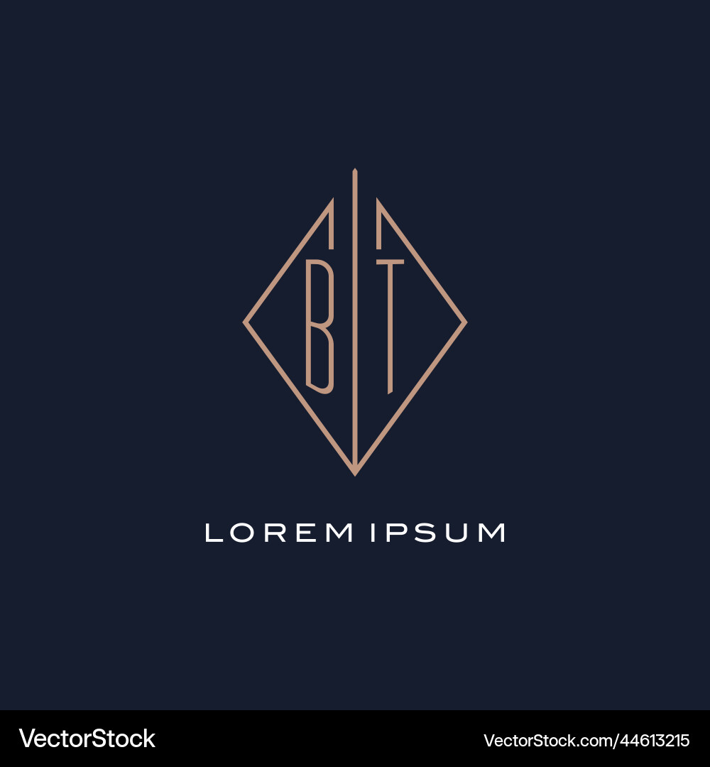Monogram bt logo with diamond rhombus style Vector Image