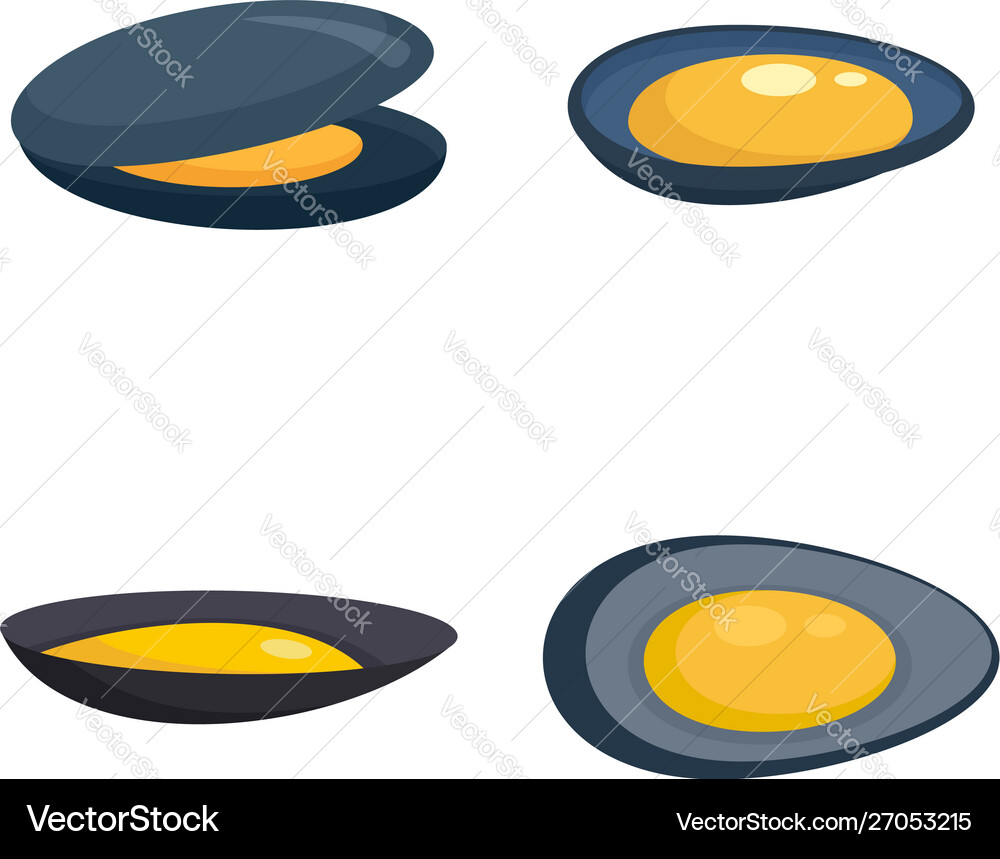 Mussels icons set flat style Royalty Free Vector Image