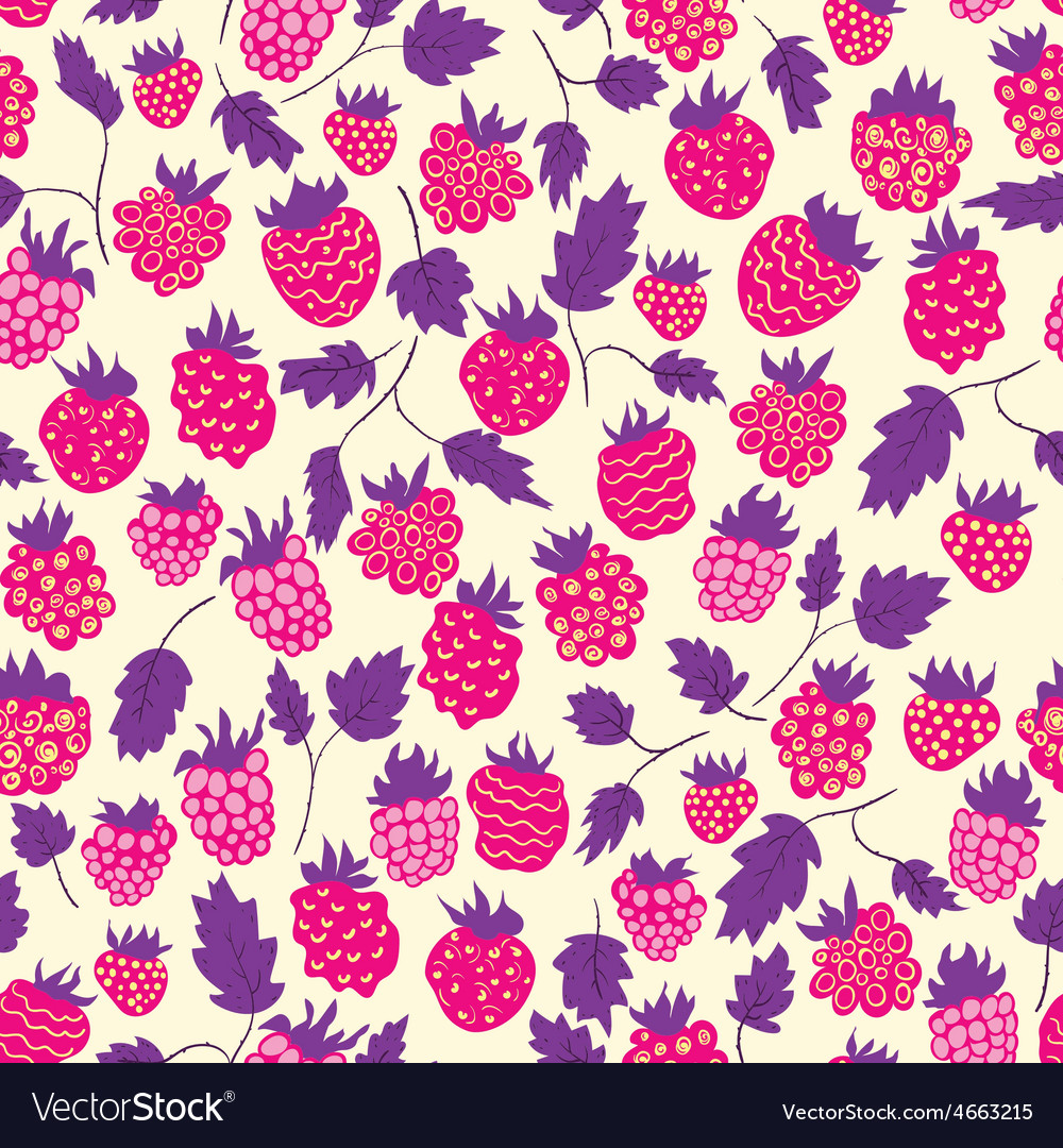 Raspberry seamless pattern Royalty Free Vector Image